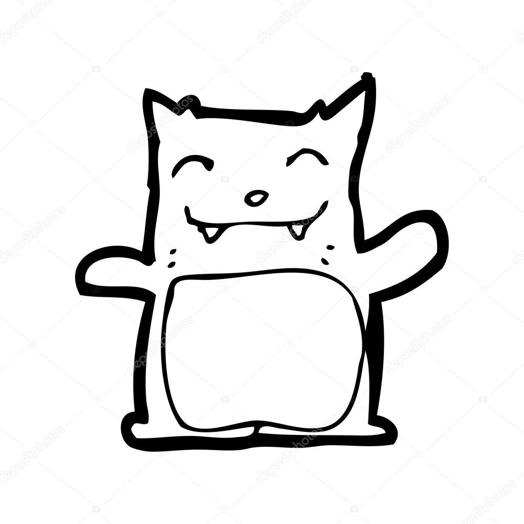 Happy cat with fangs cartoon Stock Vector by ©lineartestpilot 19891649