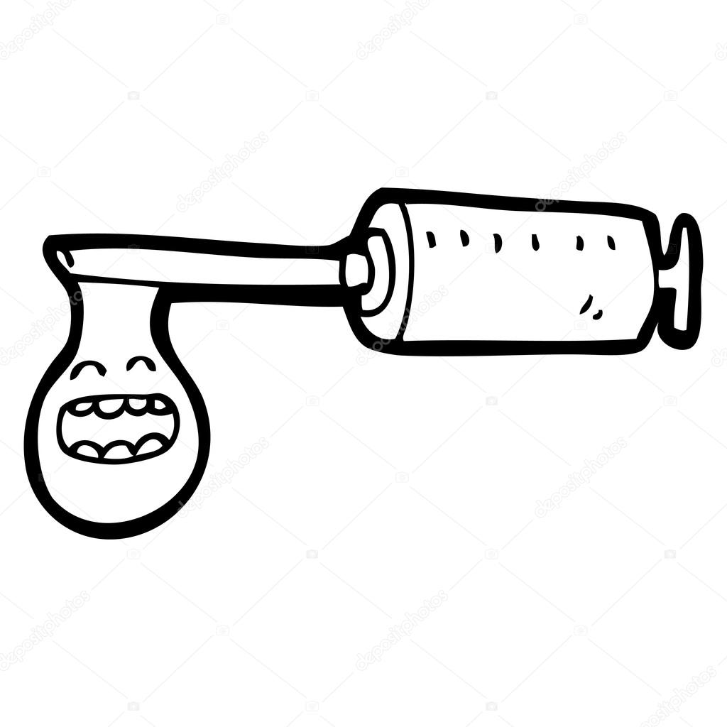 Happy hypodermic needle cartoon — Stock Vector © lineartestpilot #20072353