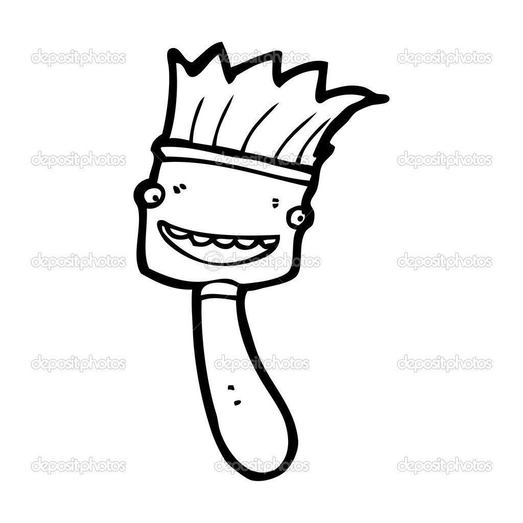 Happy cartoon paintbrush Stock Vector by ©lineartestpilot 20072837