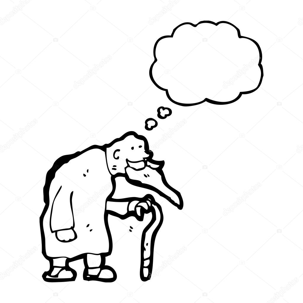 Image vectorielle Vieillard avec bâton de marche par ©lineartestpilot ...