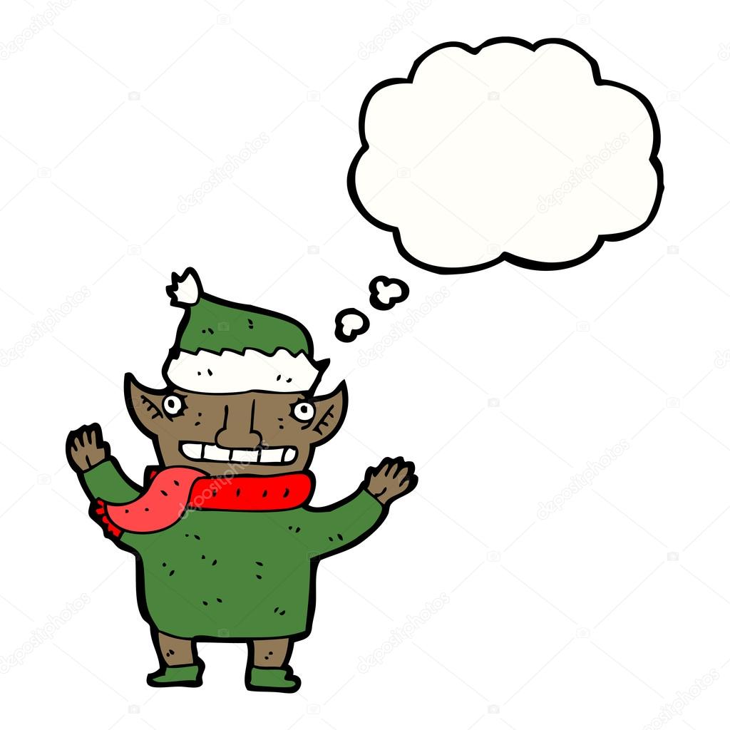 Cartoon Of A Thinking Christmas Elf Stock Vector Image by ...