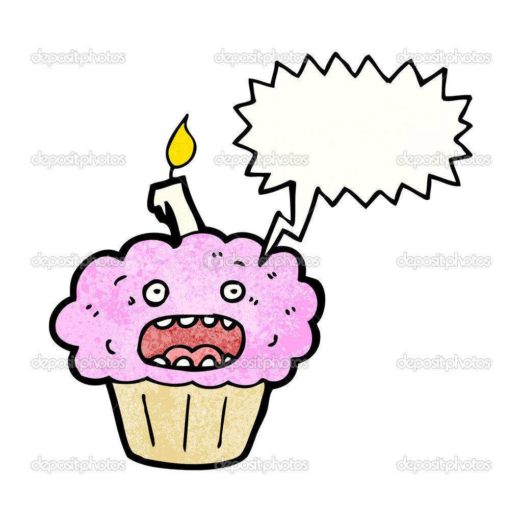 Cartoon scared birthday cupcake — Stock Vector © lineartestpilot #21168897