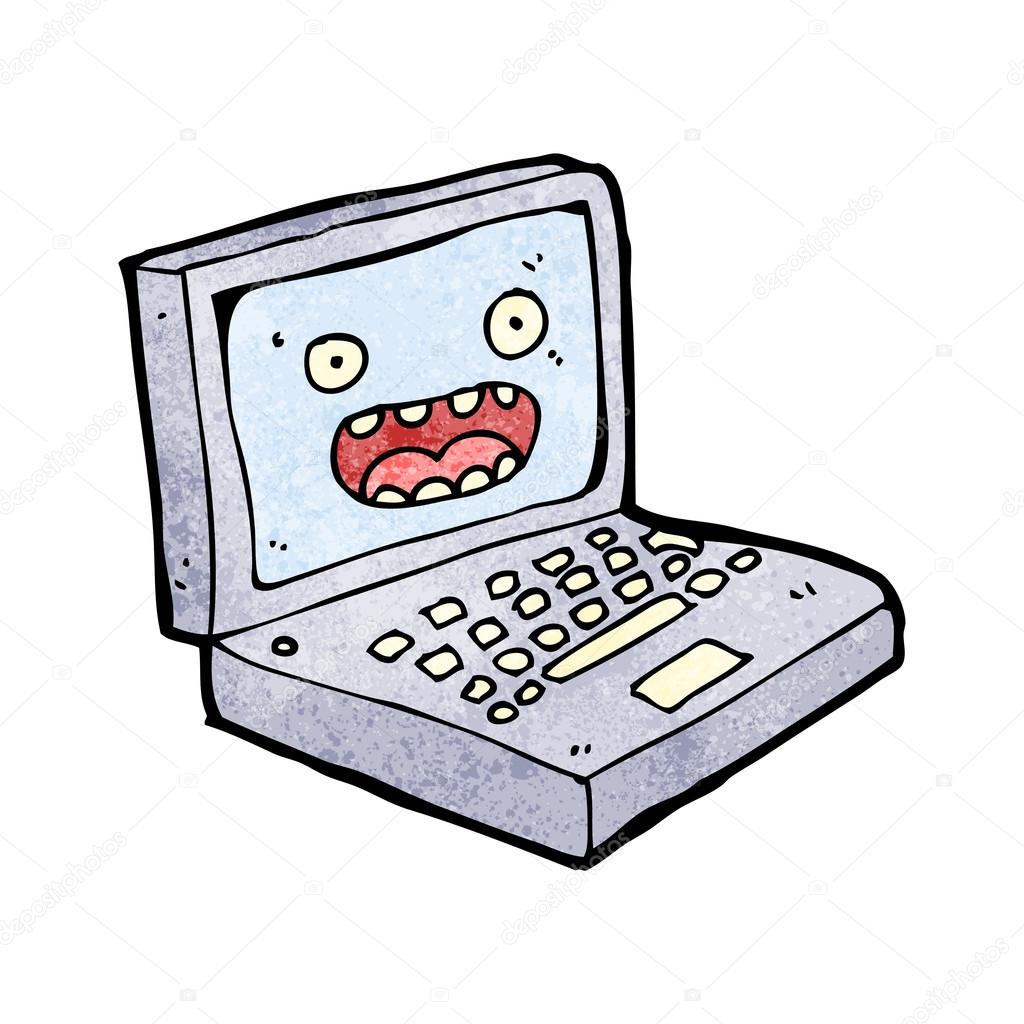 (raster version) cartoon shocked laptop computer Stock Vector Image by ...