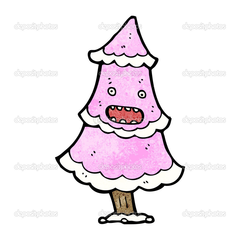 Pink xmas tree cartoon Stock Vector by ©lineartestpilot 21484471