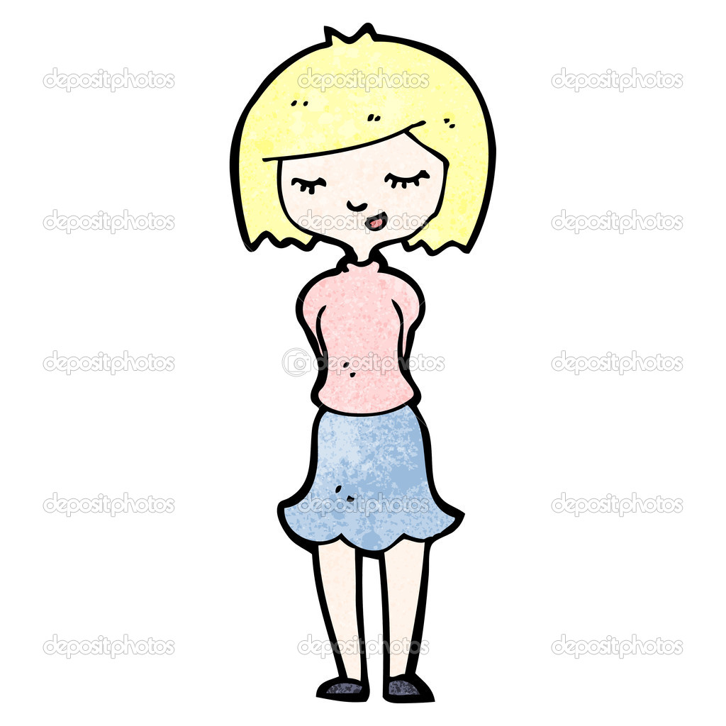 Shy girl cartoon Stock Vector by ©lineartestpilot 21528421