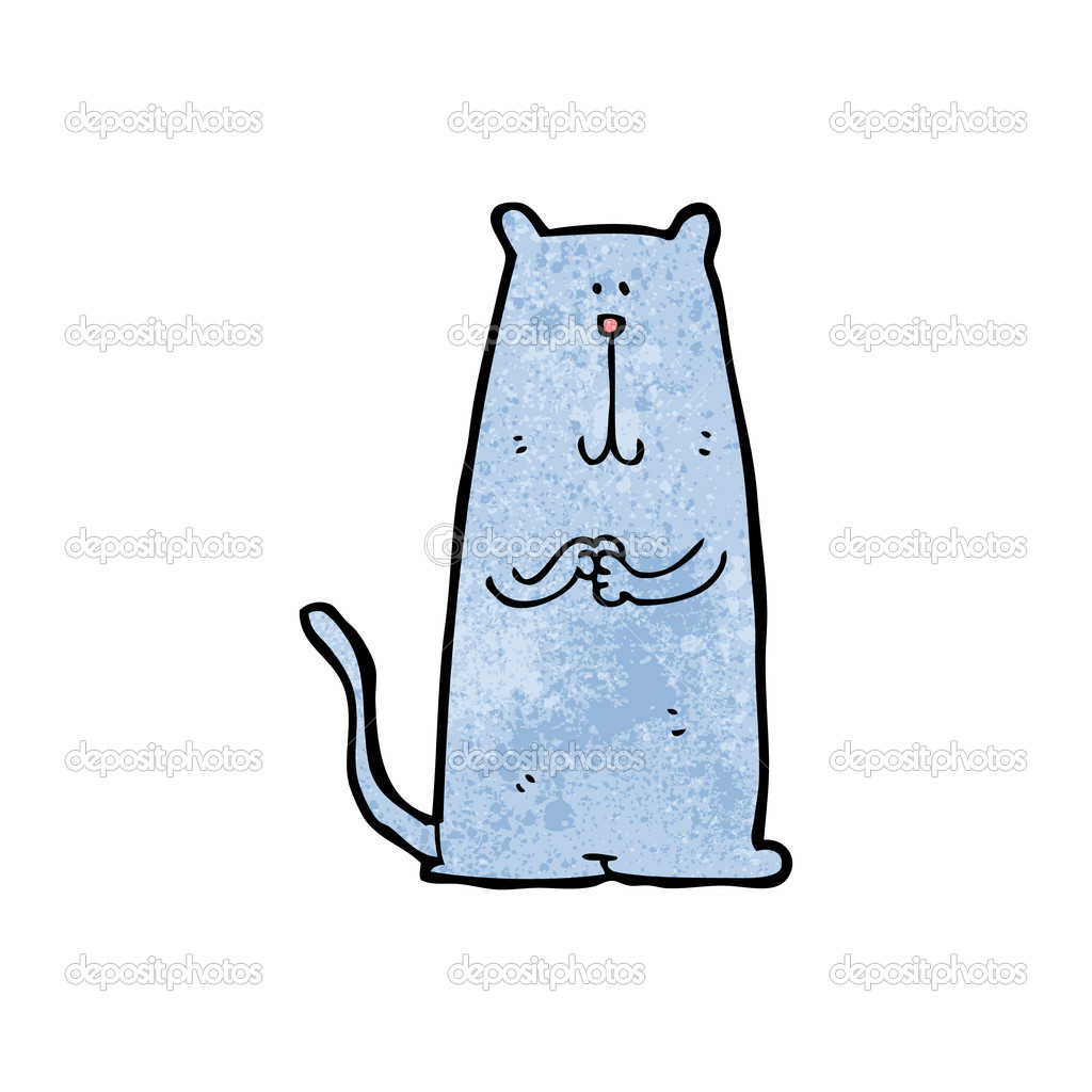 Cartoon happy blue cat Stock Vector by ©lineartestpilot 21537685