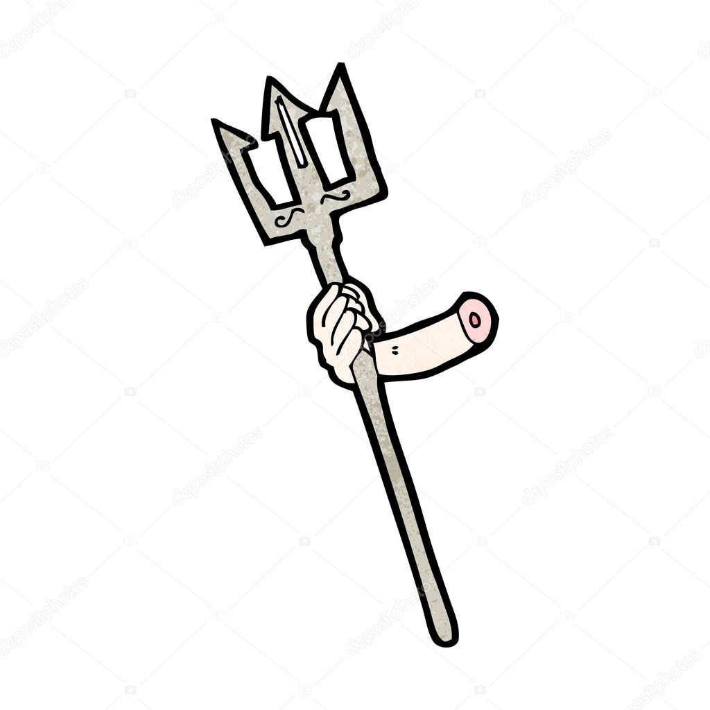 Arm holding devil fork cartoon Stock Vector by ©lineartestpilot 21549535