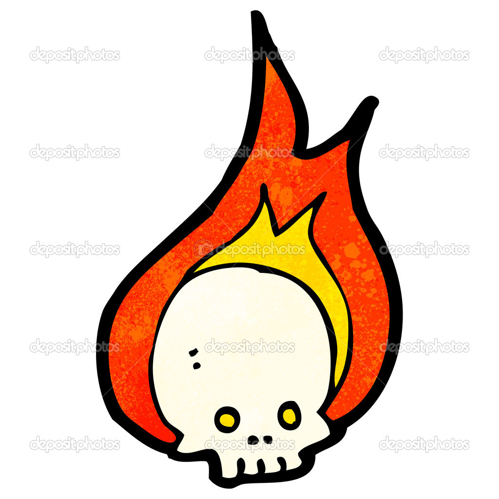 Cartoon flaming skull Stock Vector by ©lineartestpilot 21550813