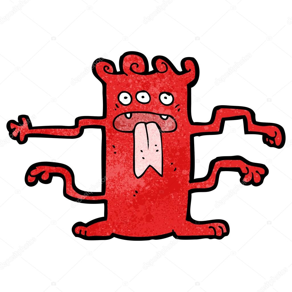 Red monster with four hands cartoon Stock Vector by ©lineartestpilot ...