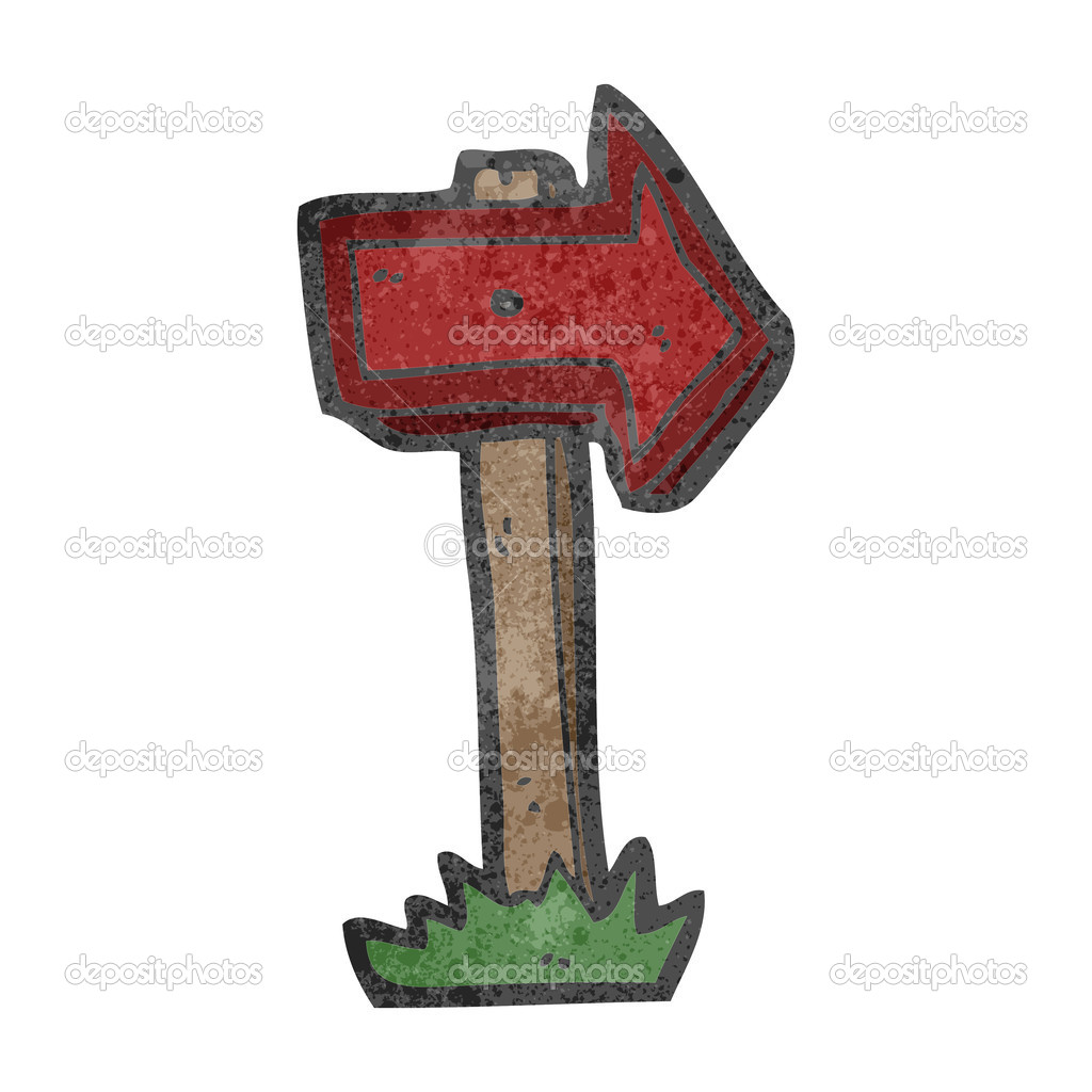 Retro cartoon pointing sign post Stock Vector by ©lineartestpilot 28738975