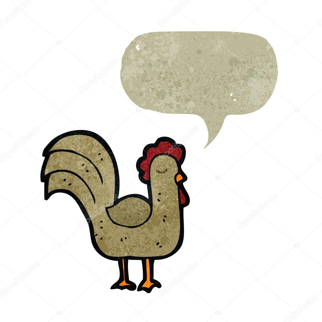 Retro cartoon chicken with speech bubble — Stock Vector ...