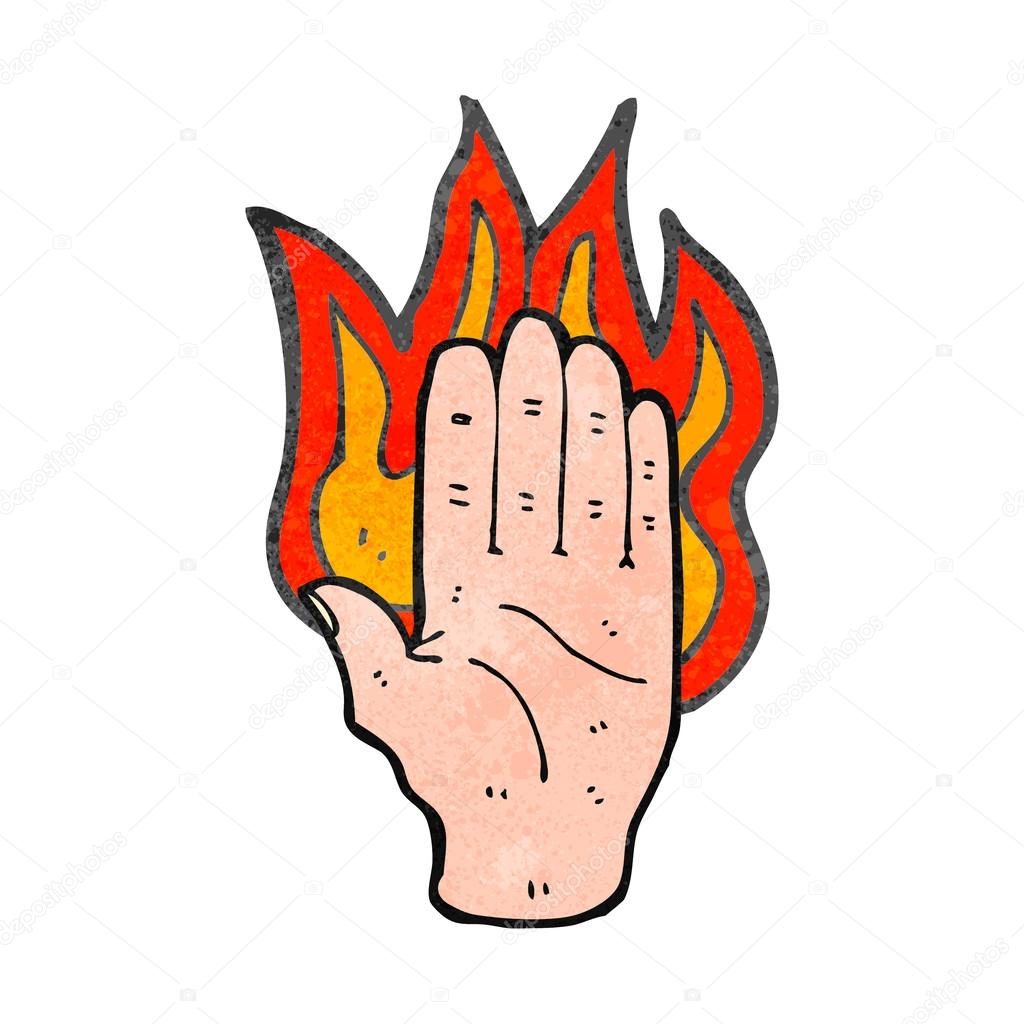 Dibujos animados retro quema de mano — Vector de stock ...