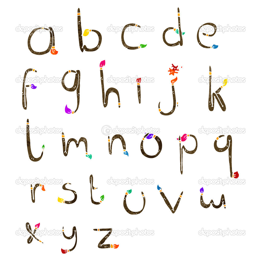 Cartoon paint brush shaped alphabet — Stock Vector © lineartestpilot ...