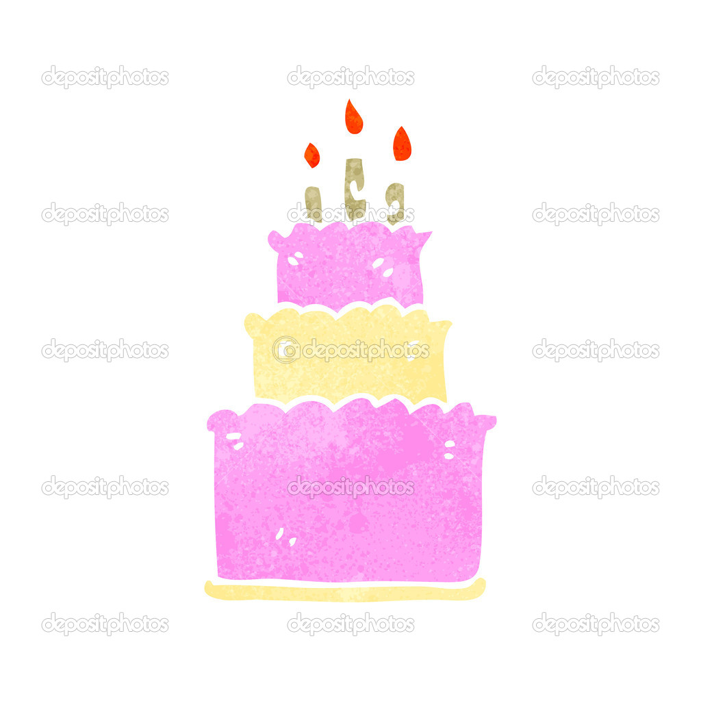 Pastel De Cumpleaños De Dibujos Animados Retro Vector De Stock 29048761 De ©lineartestpilot
