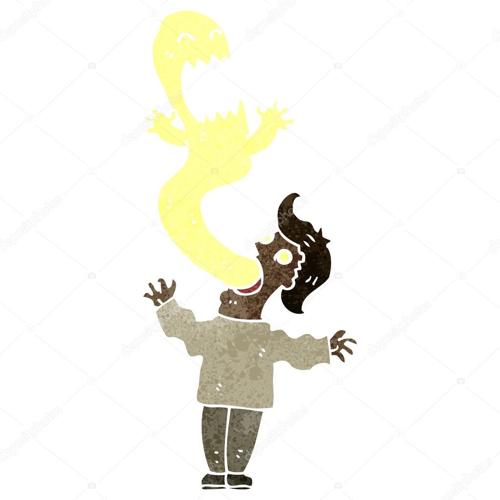 Retro cartoon ghost leaving man — Stock Vector © lineartestpilot #29052713