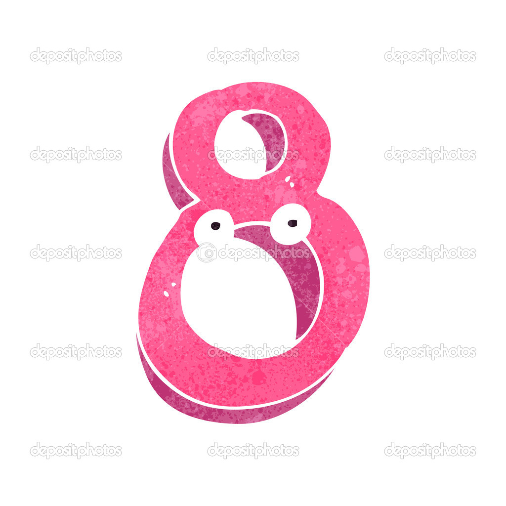 Retro cartoon number eight Stock Vector by ©lineartestpilot 29160209