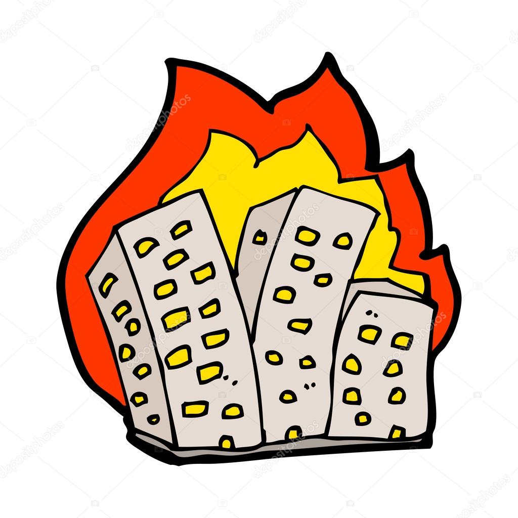 Cartoon Building On Fire