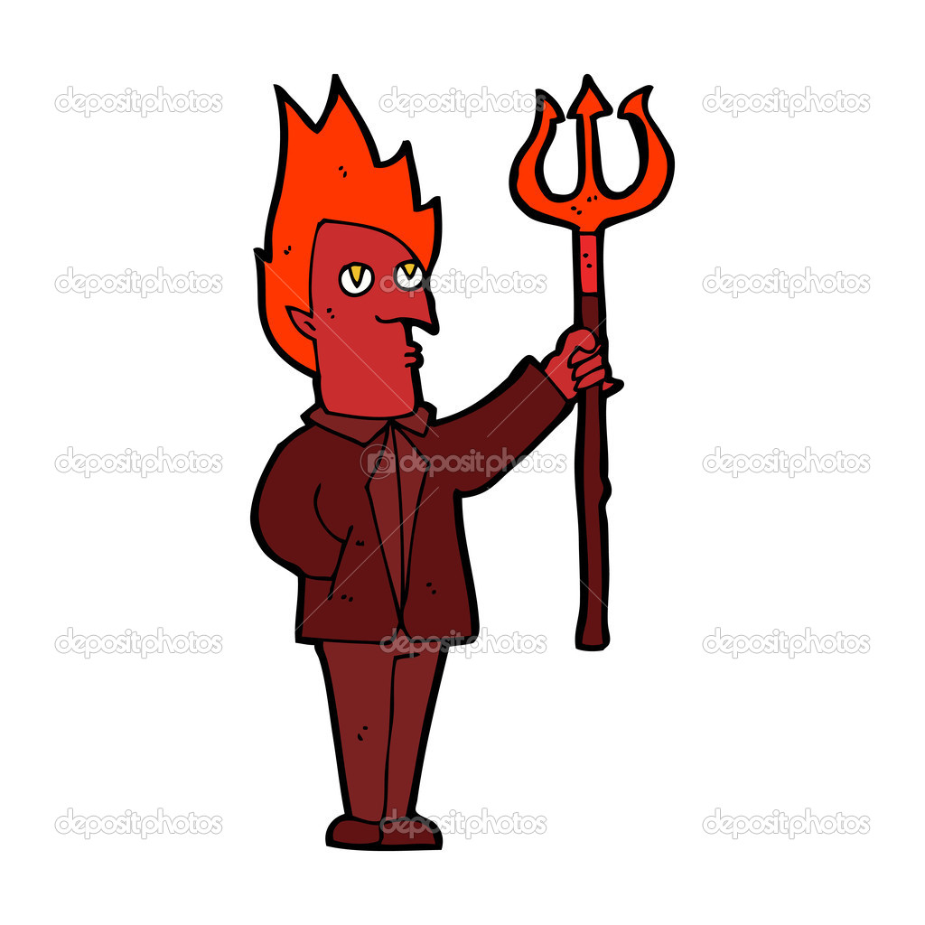 Cartoon devil with pitchfork Stock Vector by ©lineartestpilot 38159707