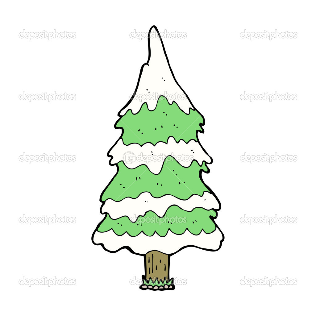 Cartoon snowy tree Stock Vector by ©lineartestpilot 38165961