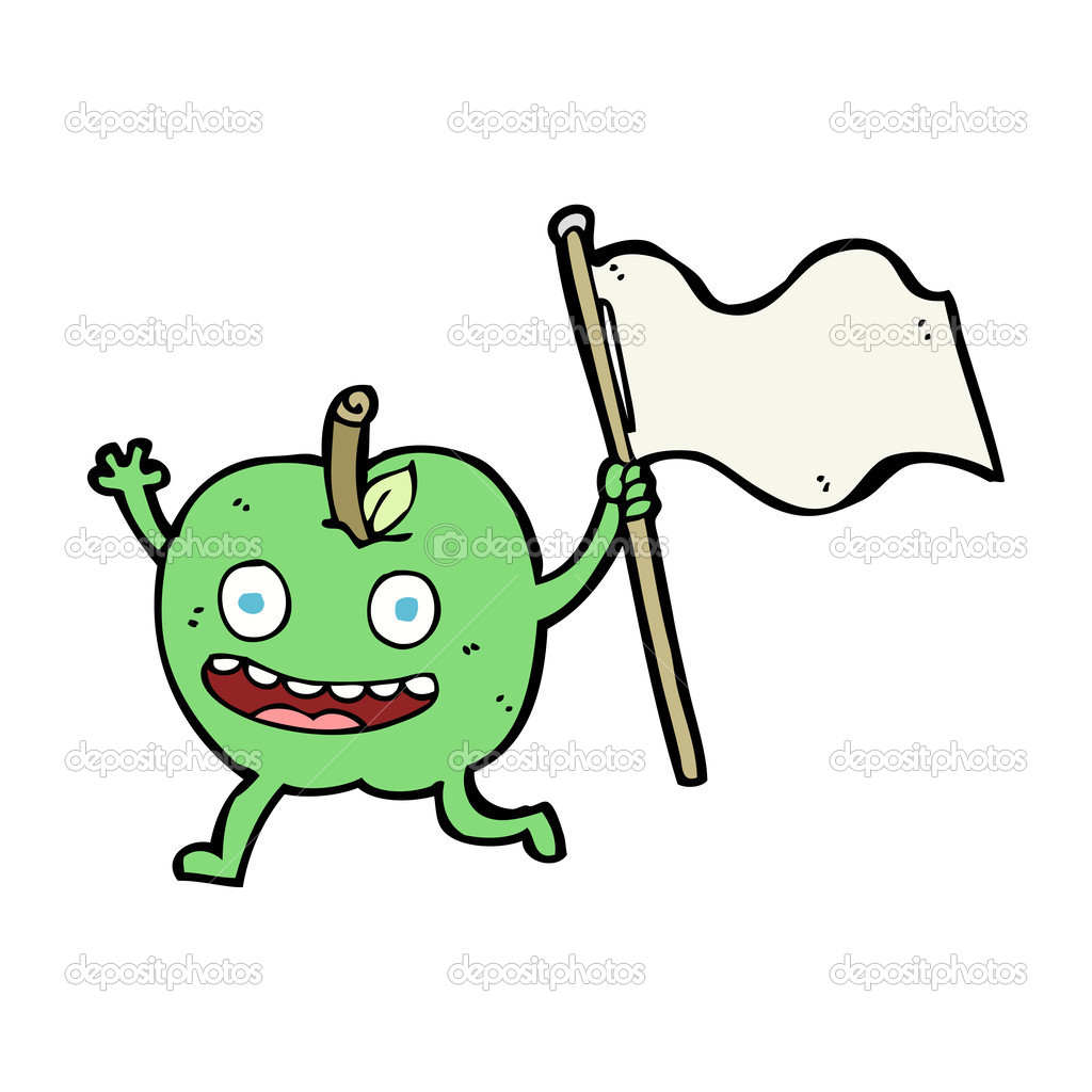 Cartoon apple with flag Stock Vector by ©lineartestpilot 38177519