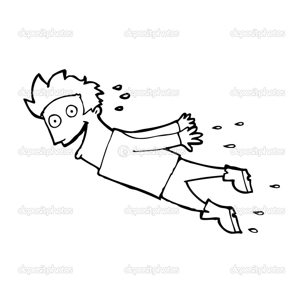 Cartoon drenched man flying Stock Vector by ©lineartestpilot 38420945