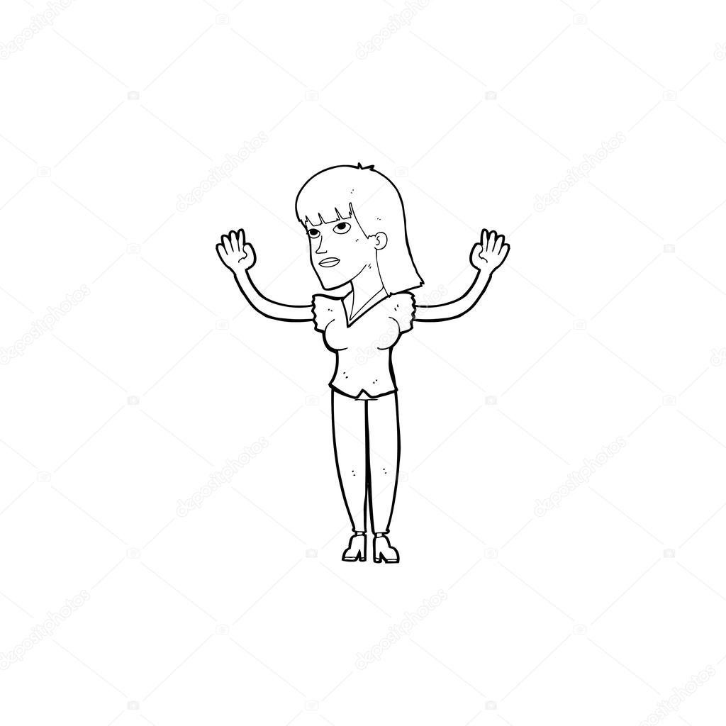 Cartoon woman throwing hands in air Stock Vector by ©lineartestpilot ...