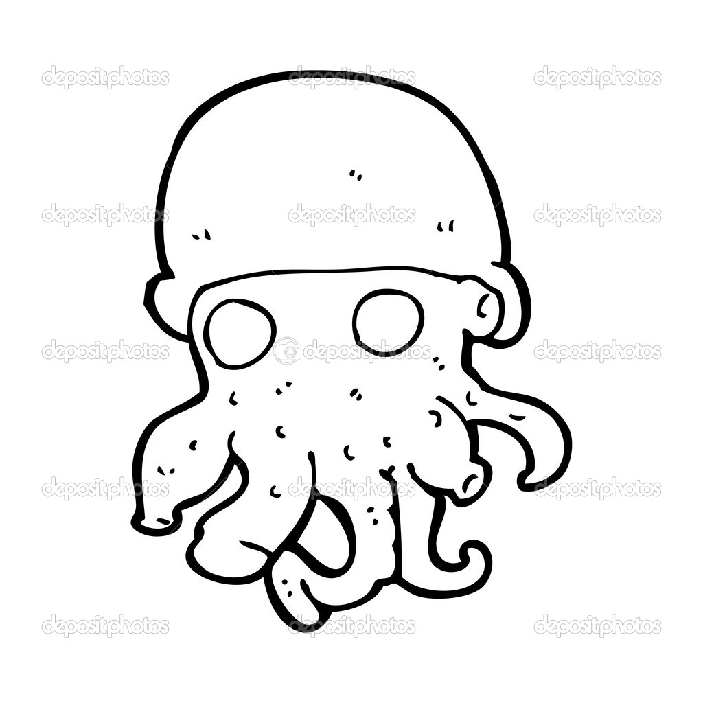 Cartoon alien head wearing hat Stock Vector by ©lineartestpilot 38437015