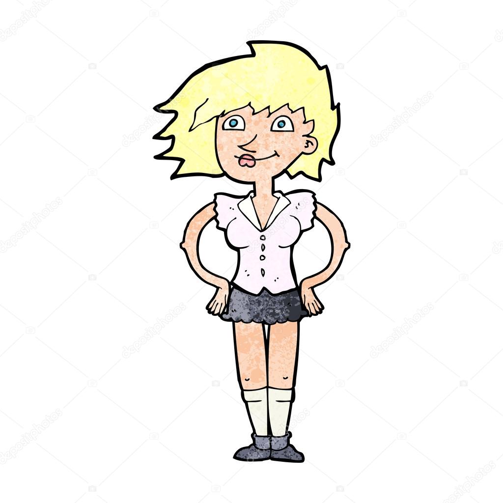 Mujer de dibujos animados con las manos en las caderas Vector de stock ...
