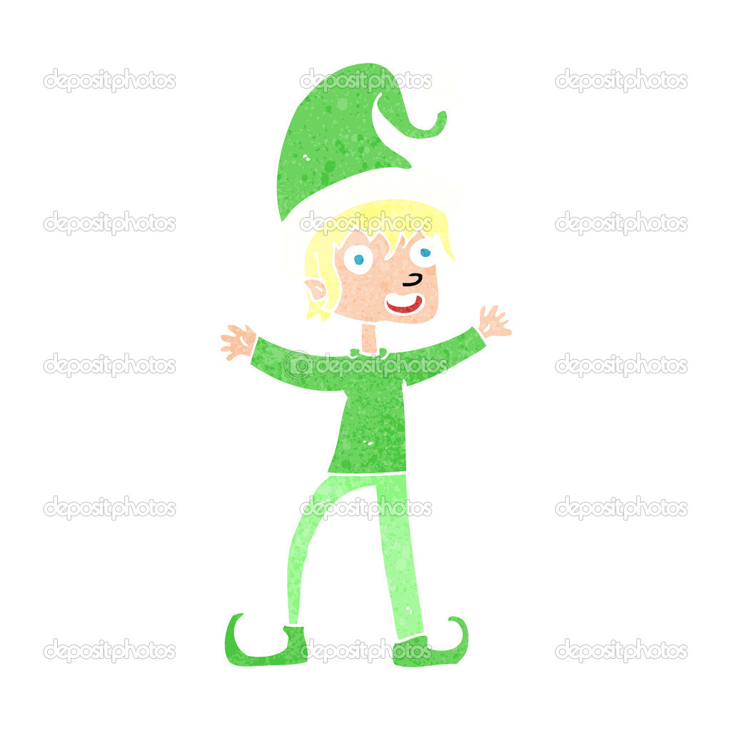Cartoon excited christmas elf Stock Vector by ©lineartestpilot #41155351
