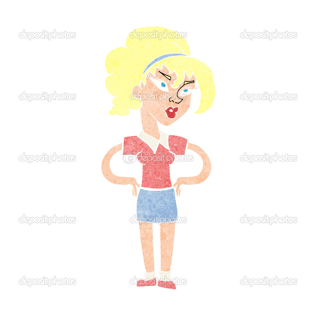 Mujer de dibujos animados con las manos en las caderas Vector de stock ...