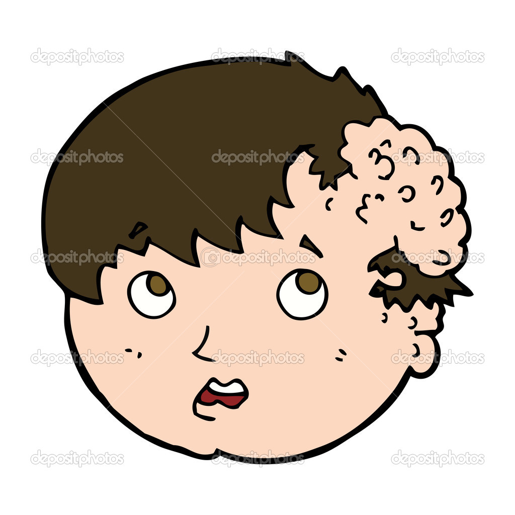 Dibujos animados chico con feo crecimiento en la cabeza Vector de stock ...