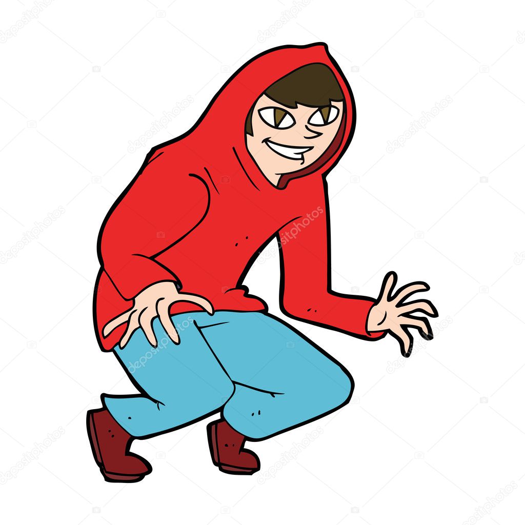 Cartoon mischievous boy in hooded top Stock Illustration by ...