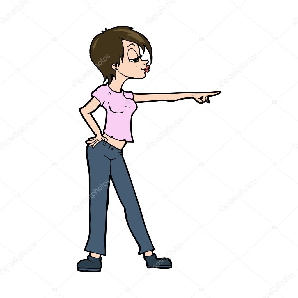 Mujer de dibujos animados señalando — Vector de stock © lineartestpilot ...