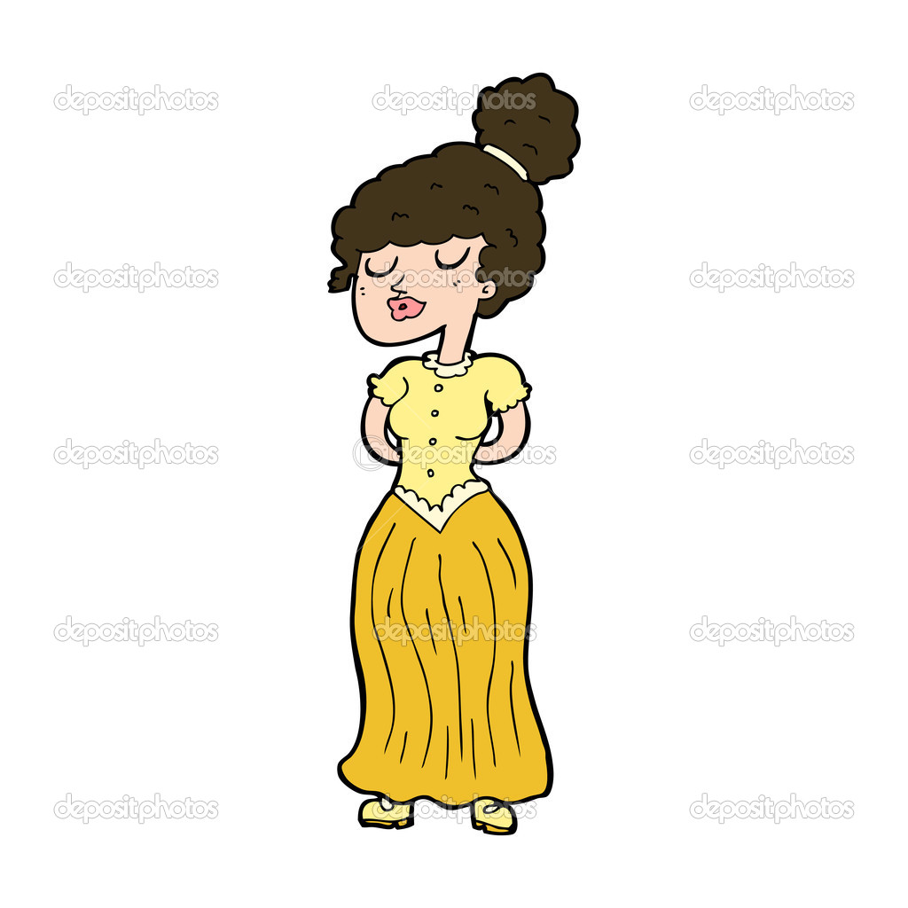 Cartoon pretty victorian woman Stock Vector by ©lineartestpilot 44461471