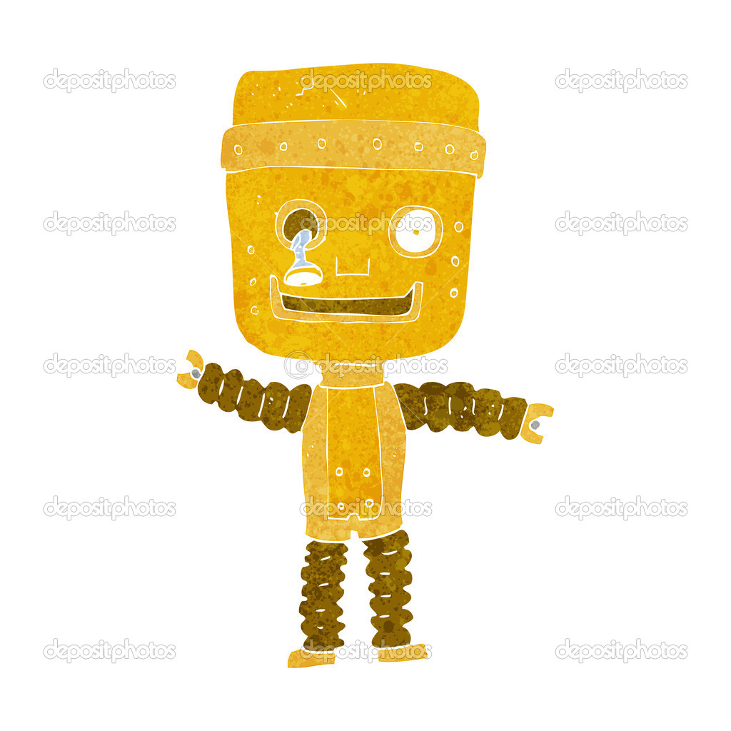 Dibujos animados divertido robot de oro Vector de stock #44668027 de ...