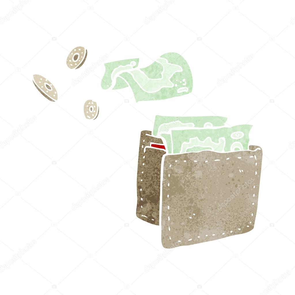 Cartoon wallet spilling money Stock Vector by ©lineartestpilot #44672571