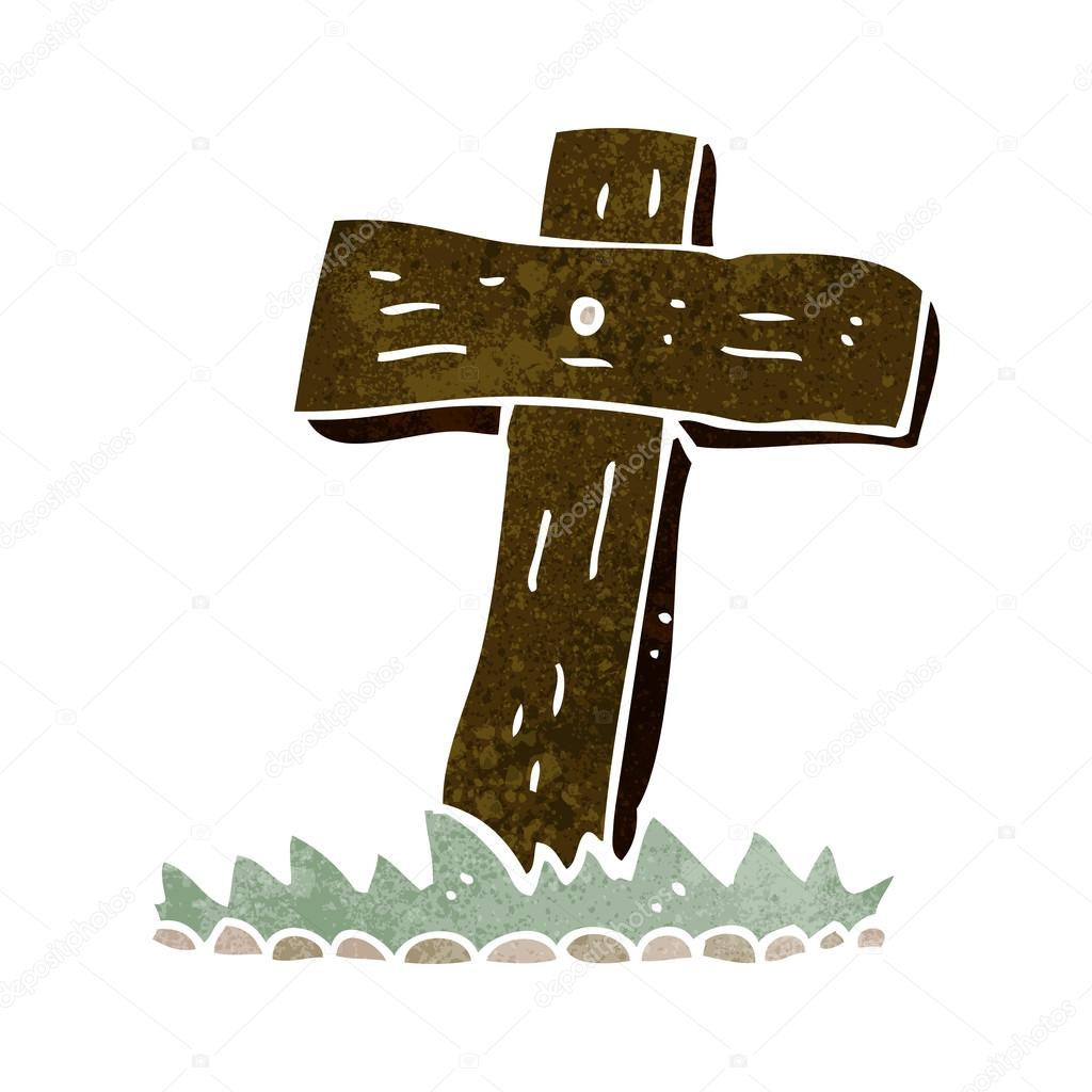 Cartoon wooden cross grave Stock Illustration by ©lineartestpilot #44674495