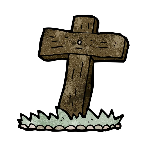 Comic Cartoon Wooden Cross Grave Royalty Free Vector Image