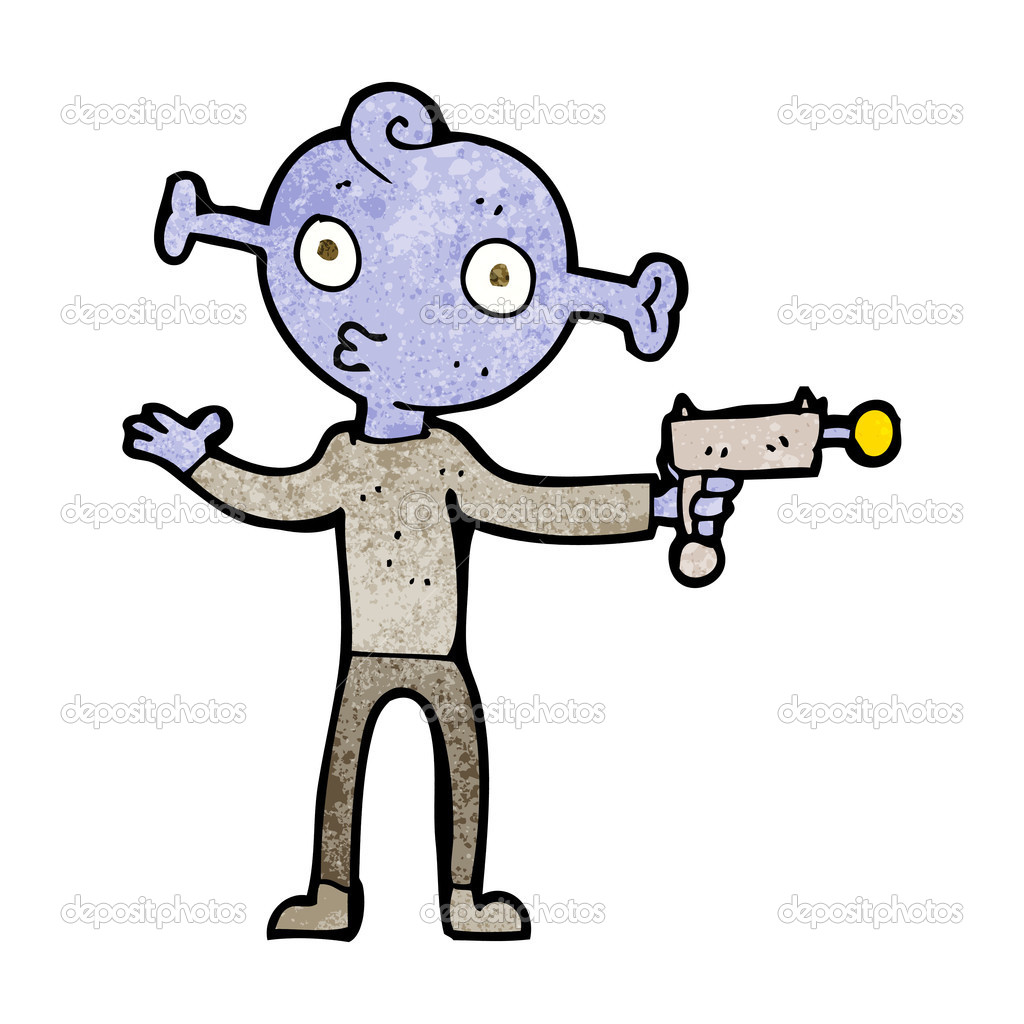 Cartoon alien with ray gun Stock Vector Image by ©lineartestpilot #45558817