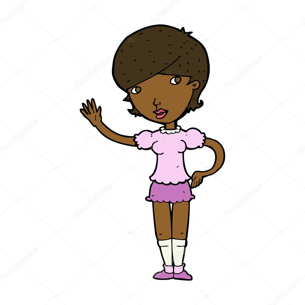 Cartoon girl waving Stock Vector Image by ©lineartestpilot #46443049