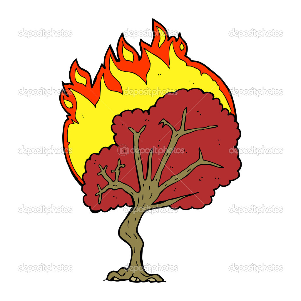 Cartoon burning tree Stock Vector by ©lineartestpilot 46949931