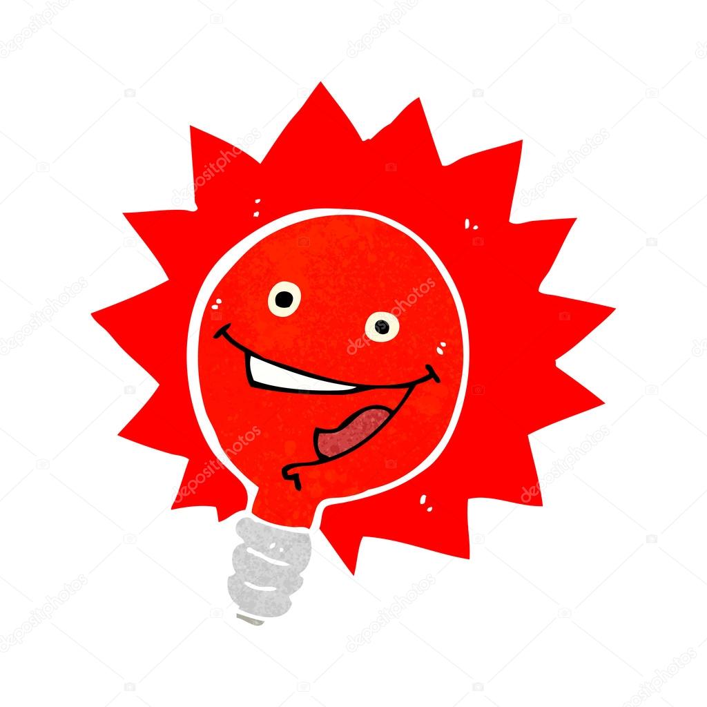 Feliz intermitente bombilla roja de dibujos animados Vector de stock ...