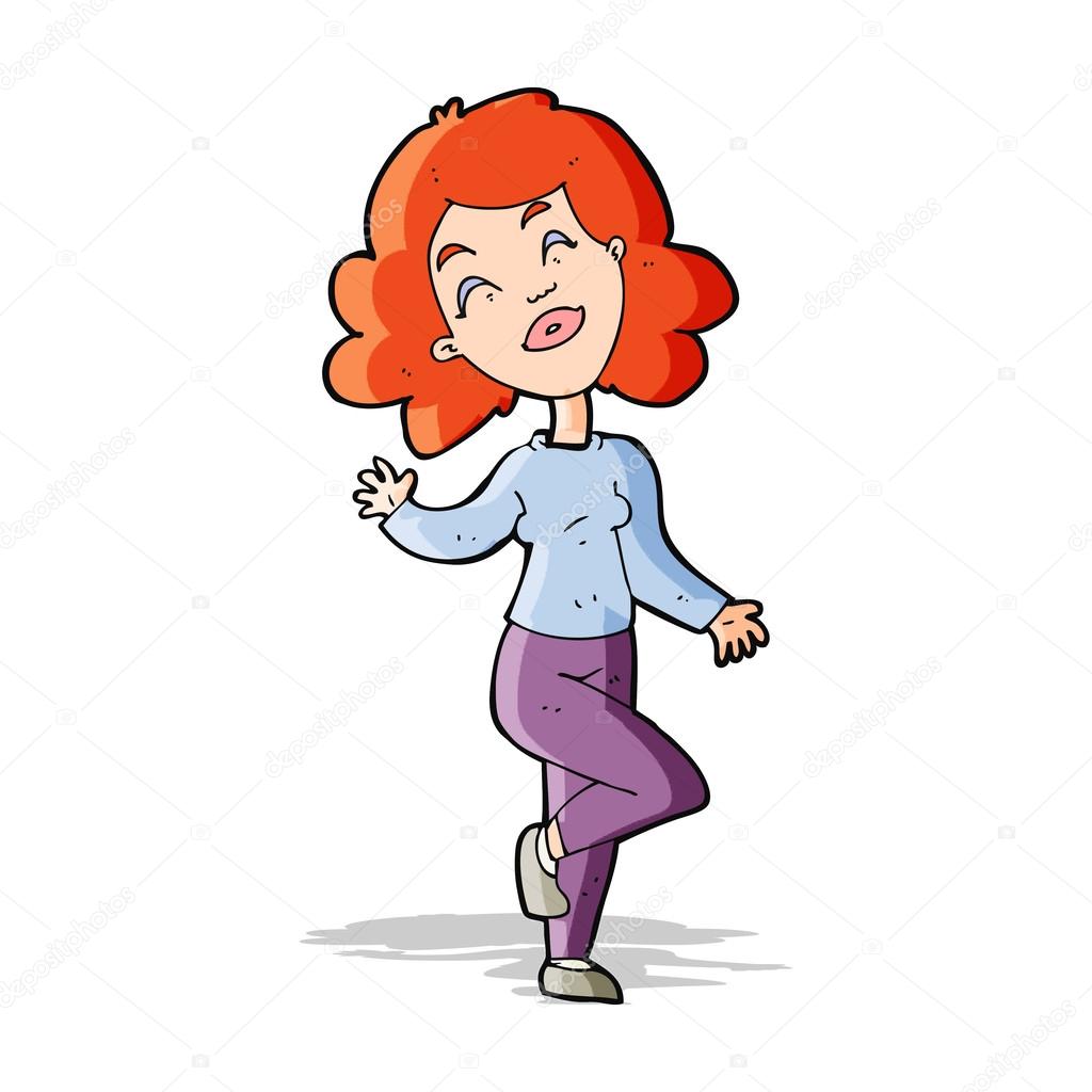 De dibujos animados mujer bailando feliz — Vector de stock #49409599