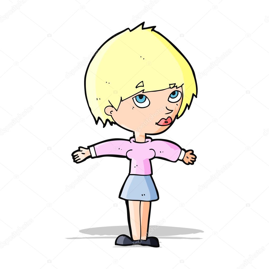 Cartoon Vrouw Met Open Armen Vectorafbeelding Door © Lineartestpilot ⬇