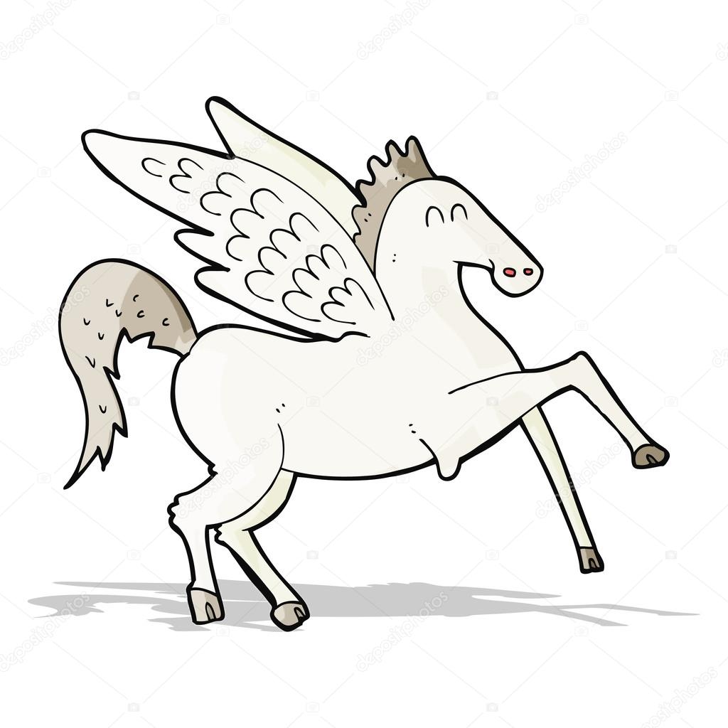 Pegasus cartoon ©lineartestpilot 49557745'e ait Stok Vektör