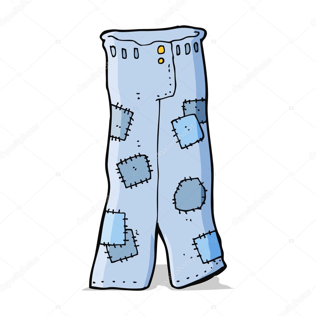 Cartoon patched old jeans Stock Vector Image by ©lineartestpilot #49559609