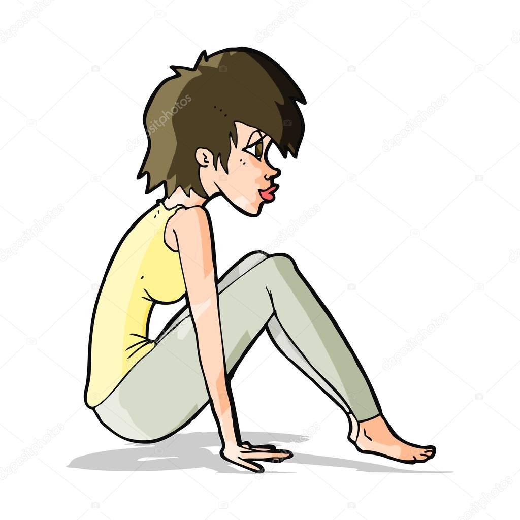 Cartoon woman sitting Stock Vector by ©lineartestpilot 49561791