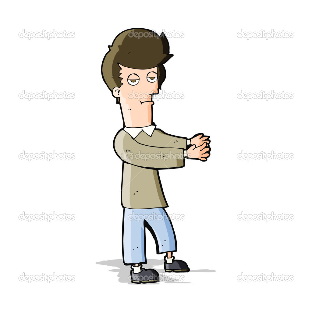 Cartoon bored man showing the way Stock Vector by ©lineartestpilot 49564497