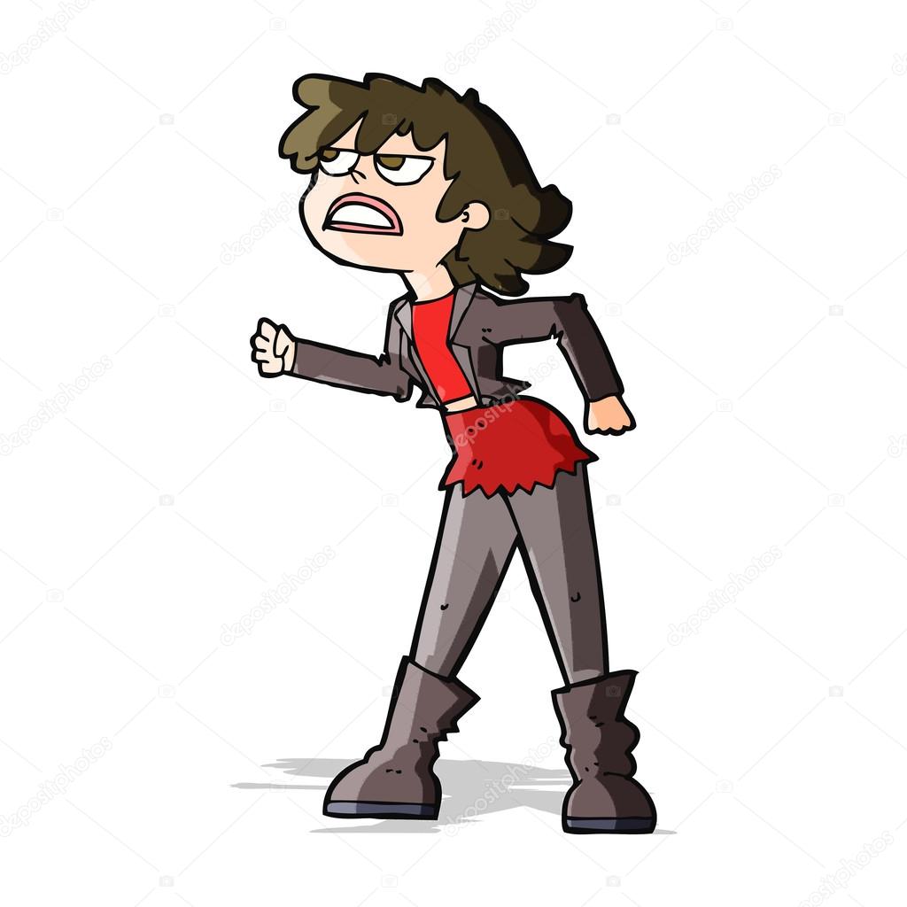 Cartoon angry biker girl Stock Vector by ©lineartestpilot 49678009