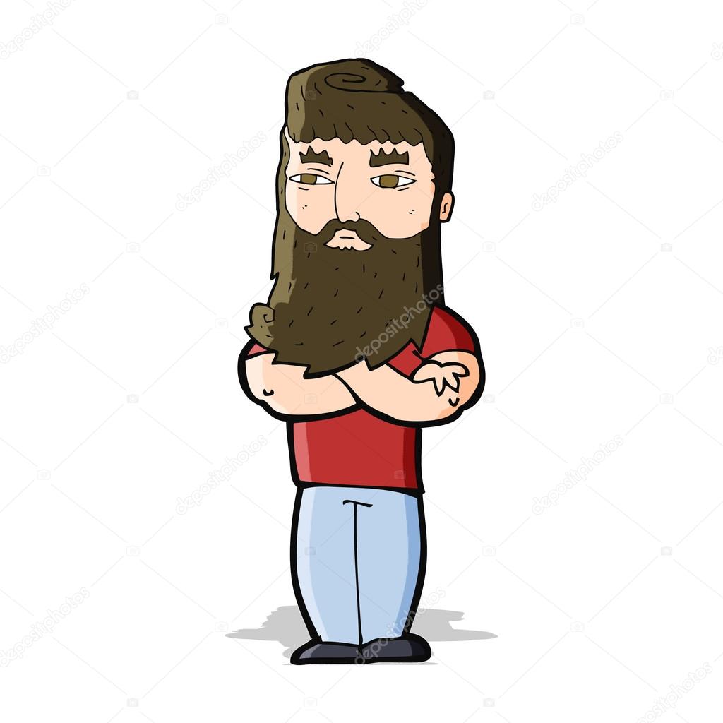 Hombre serio de dibujos animados con barba — Vector de stock ...